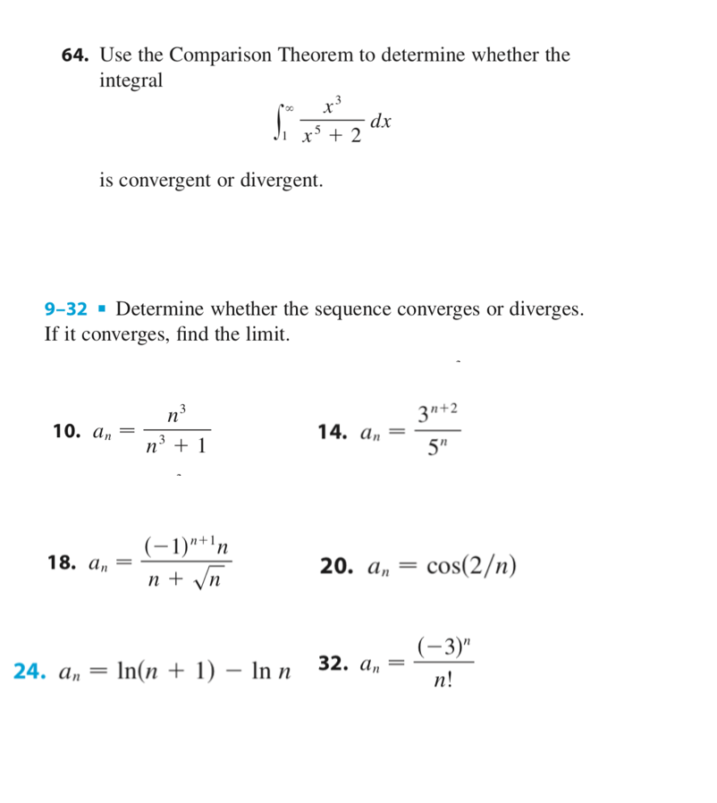 Solved 64. Use the Comparison Theorem to determine whether | Chegg.com