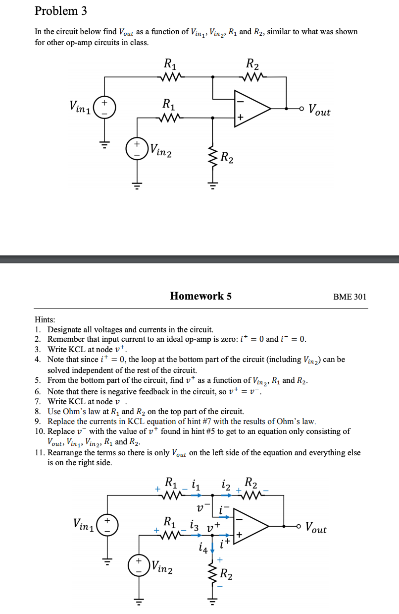 Solved Problem 3 In the circuit below find Vout as a | Chegg.com