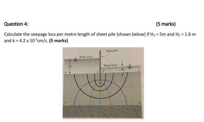 Solved Calculate the seepage loss per metre length of sheet | Chegg.com Solved Calculate the seepage loss per metre length of sheet | Chegg.com