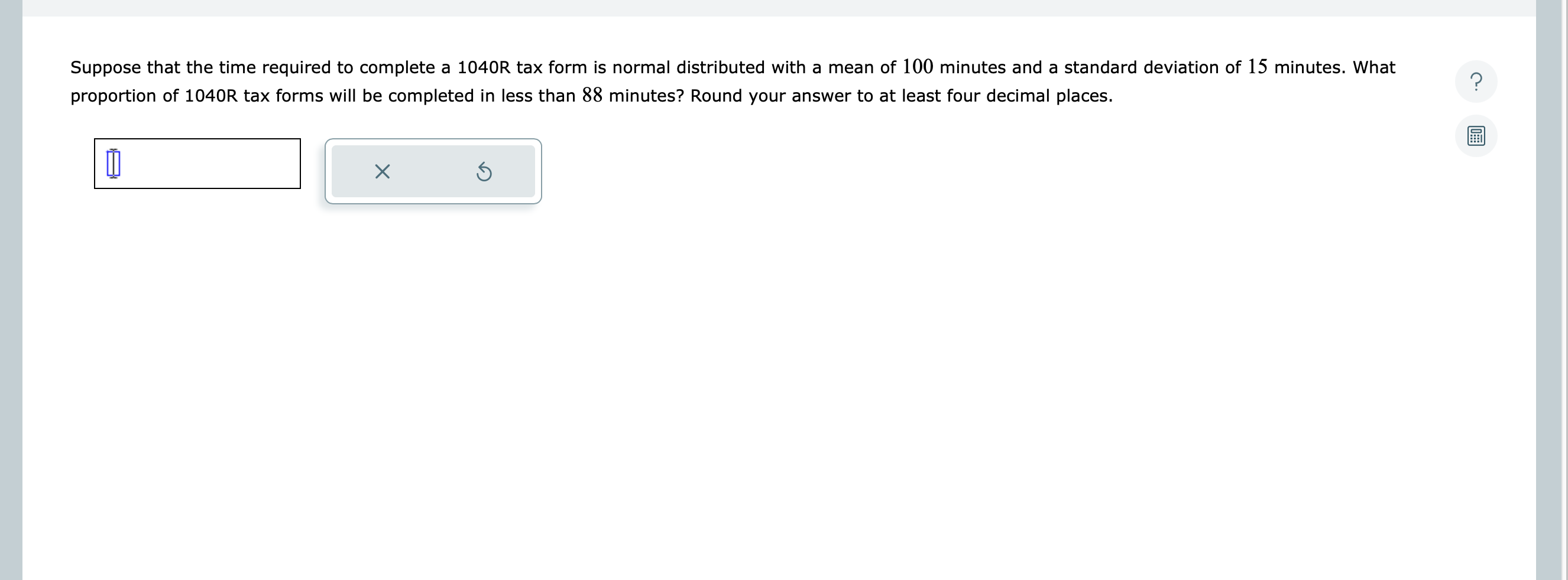Solved Suppose that the time required to complete a 1040R | Chegg.com
