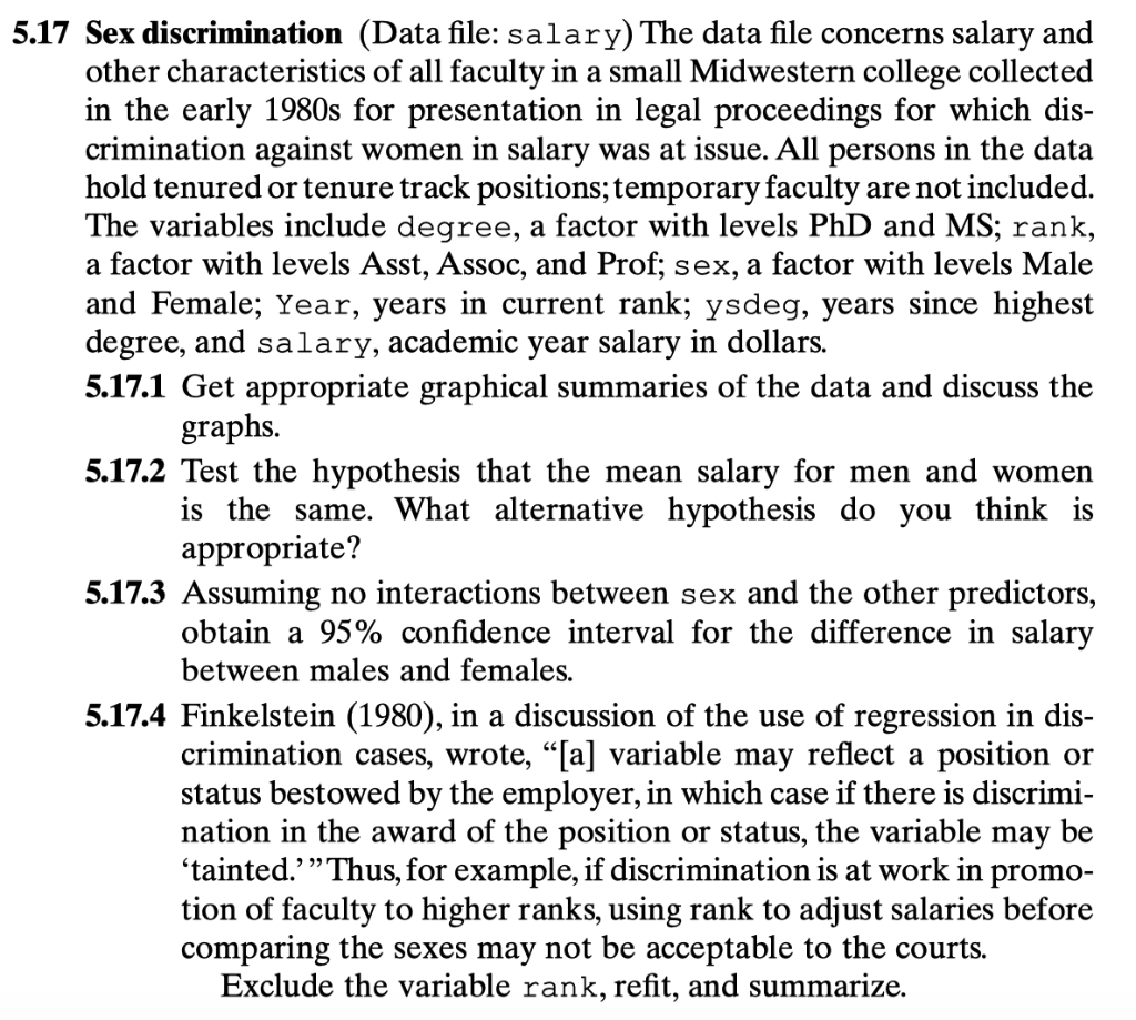 Solved Install Package alr4 in R and solve this problem. | Chegg.com