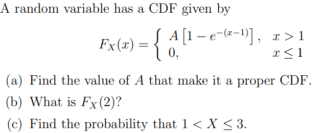 Solved A random variable has a CDF given by | Chegg.com