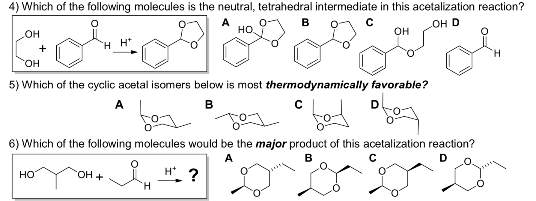 Solved OH D 4) Which of the following molecules is the | Chegg.com