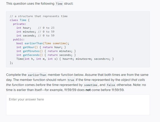 Solved This Question Uses The Following Time Struct A