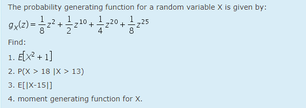 Solved The probability generating function for a random | Chegg.com