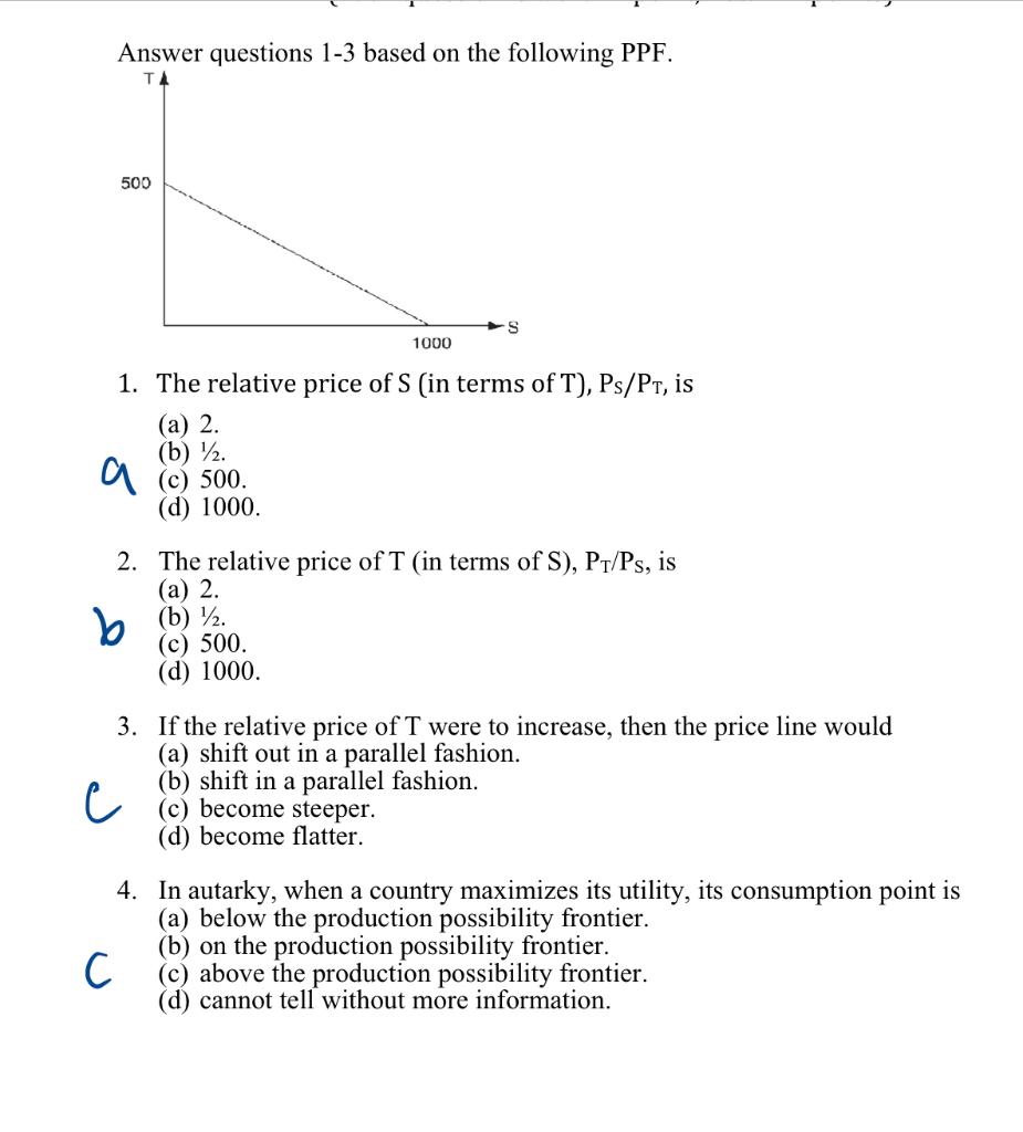 Solved Answer auestions 1-3 based on the following PPF. 1. | Chegg.com