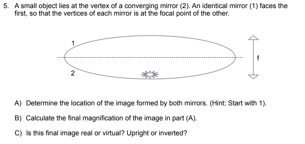 Solved 5. A small object lies at the vertex of a converging | Chegg.com