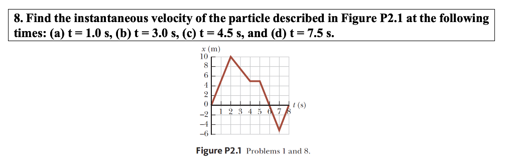 Solved 8. Find the instantaneous velocity of the particle | Chegg.com