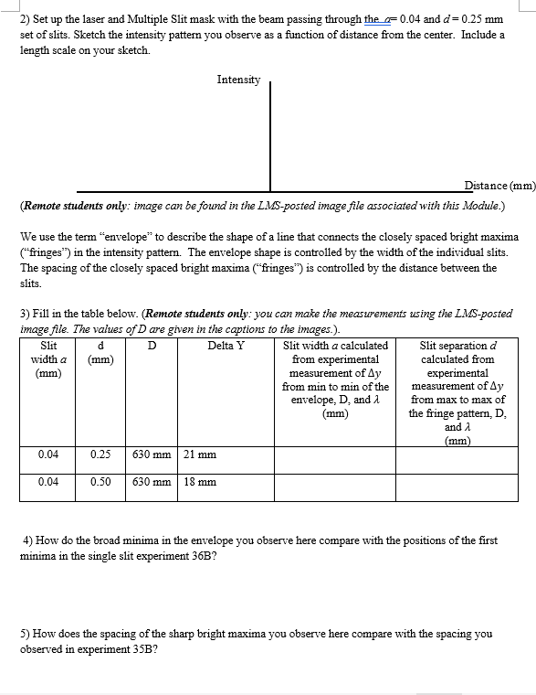Solved 36C - Experiment: Double Slits of Finite Width | Chegg.com