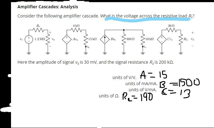 Solved Amplifier Cascades: Analysis Consider the following | Chegg.com