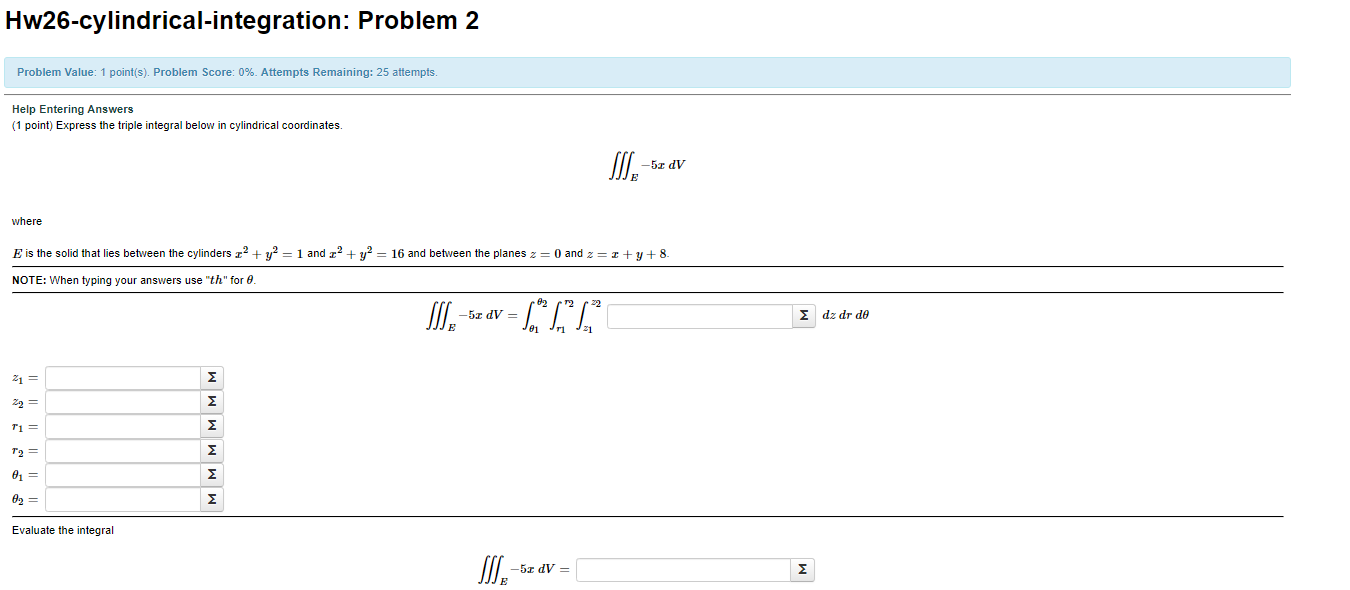 Solved Hw26-cylindrical-integration: Problem 2 Problem | Chegg.com