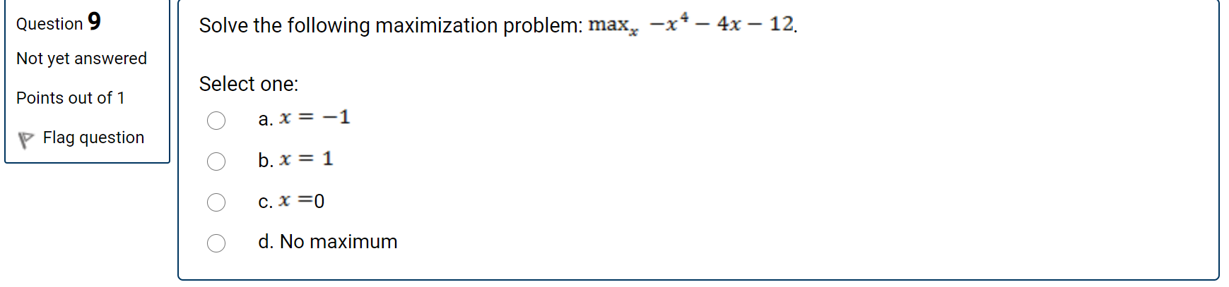 Solved Question 9 Solve the following maximization problem: | Chegg.com