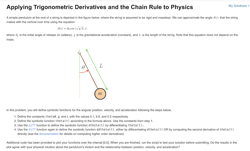 Solved Applying Trigonometric Derivatives and the Chain Rule | Chegg.com