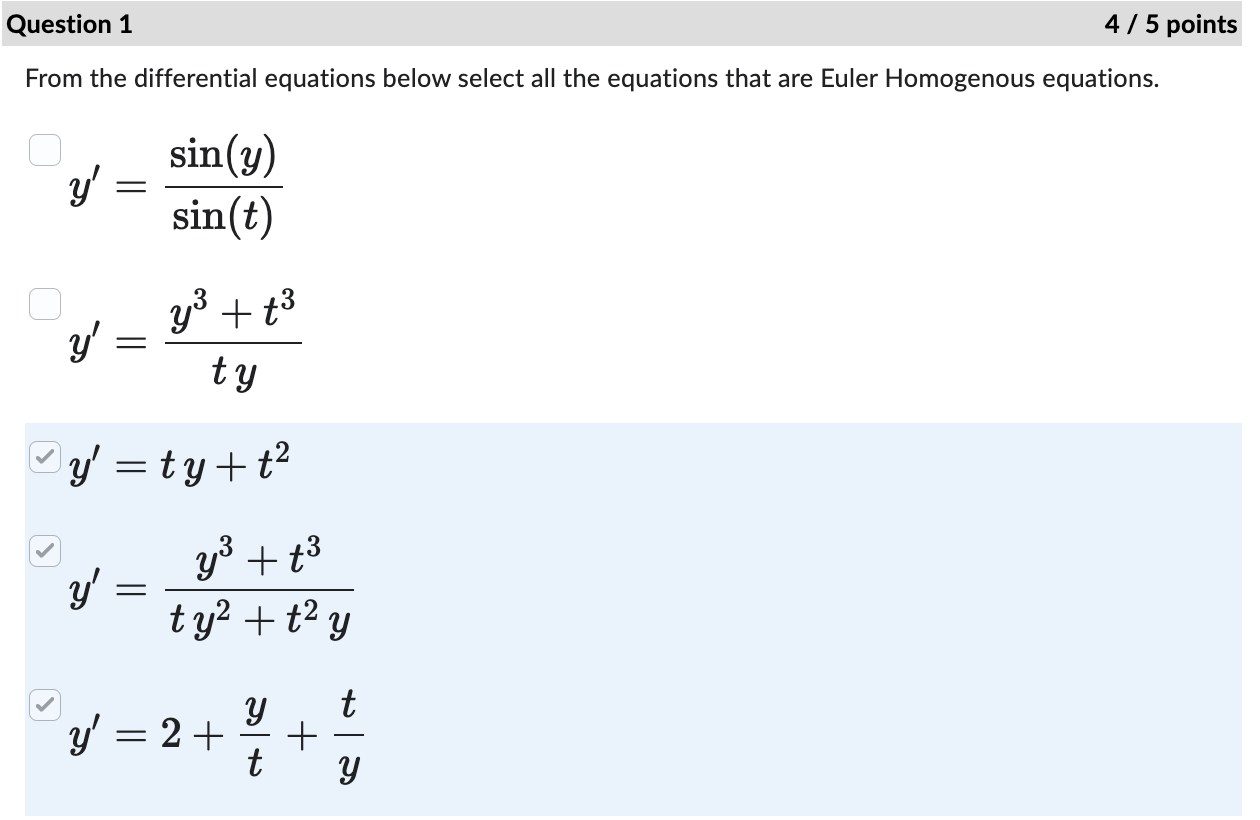 Solved From the differential equations below select all the | Chegg.com