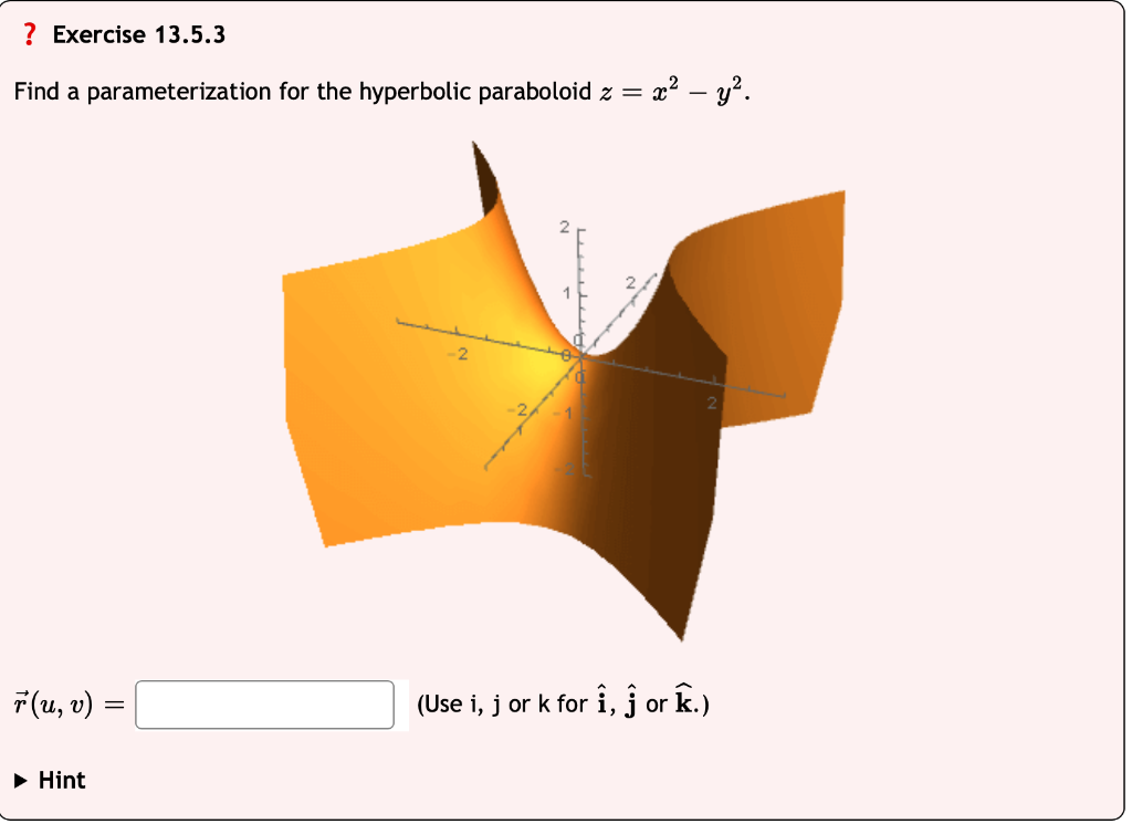 Solved ? Exercise 13.5.3 Find a parameterization for the | Chegg.com