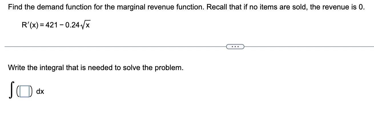Solved Find the demand function for the marginal revenue | Chegg.com
