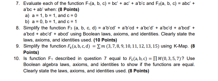 Solved 7. Evaluate each of the function | Chegg.com