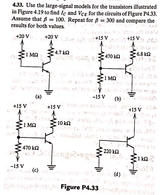 Solved 4.33. Use the large-signal models for the transistors | Chegg.com