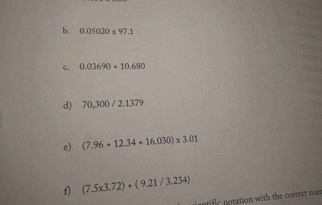 Solved Solve the following (use the correct number of | Chegg.com