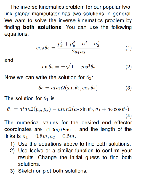 The inverse kinematics problem for our popular | Chegg.com