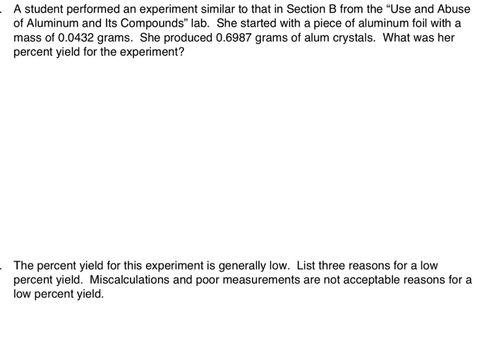 Solved A student performed an experiment similar to that in | Chegg.com