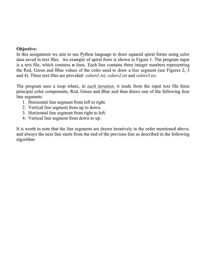 Solved use Python language to draw squared spiral forms | Chegg.com