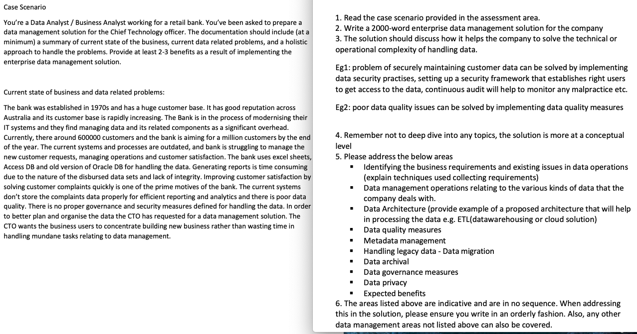 Solved Case Scenario You're a Data Analyst / Business | Chegg.com