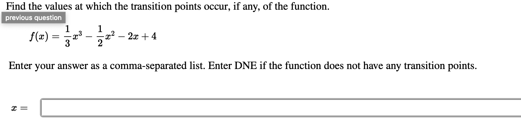 Solved Find the values at which the transition points occur, | Chegg.com