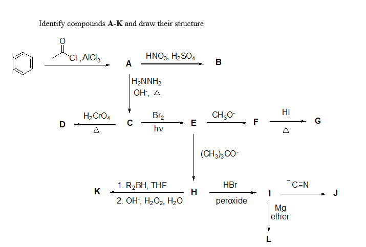 Solved Identify compounds A-K and draw their structure w CI, | Chegg.com