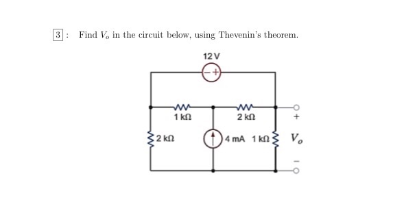 Solved Find V_o in the circuit below, using Thevenin's | Chegg.com