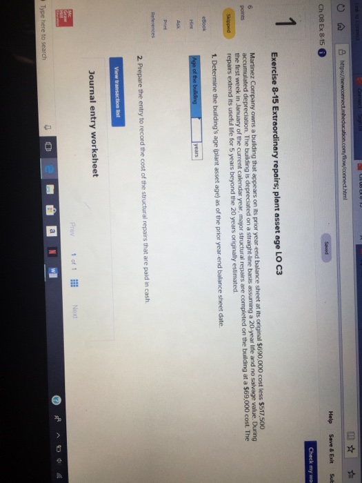 Solved Ch 08 Ex 8-15 Help Save & Exit Sub Check my wo | Chegg.com