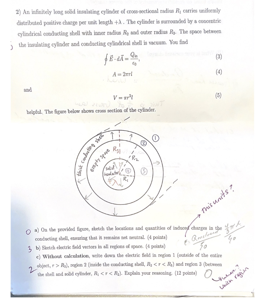 Solved 2) An infinitely long solid insulating cylinder of | Chegg.com
