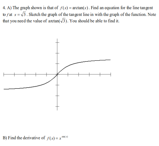 Solved 4. A) The graph shown is that of f(x) = arctan(x). | Chegg.com