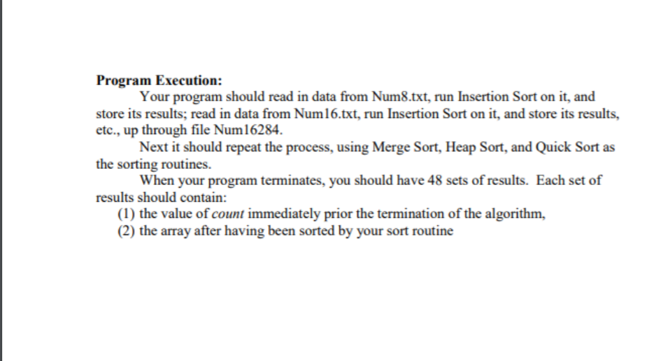 Solved PART ONE Introduction: Sorting routines are among the | Chegg.com
