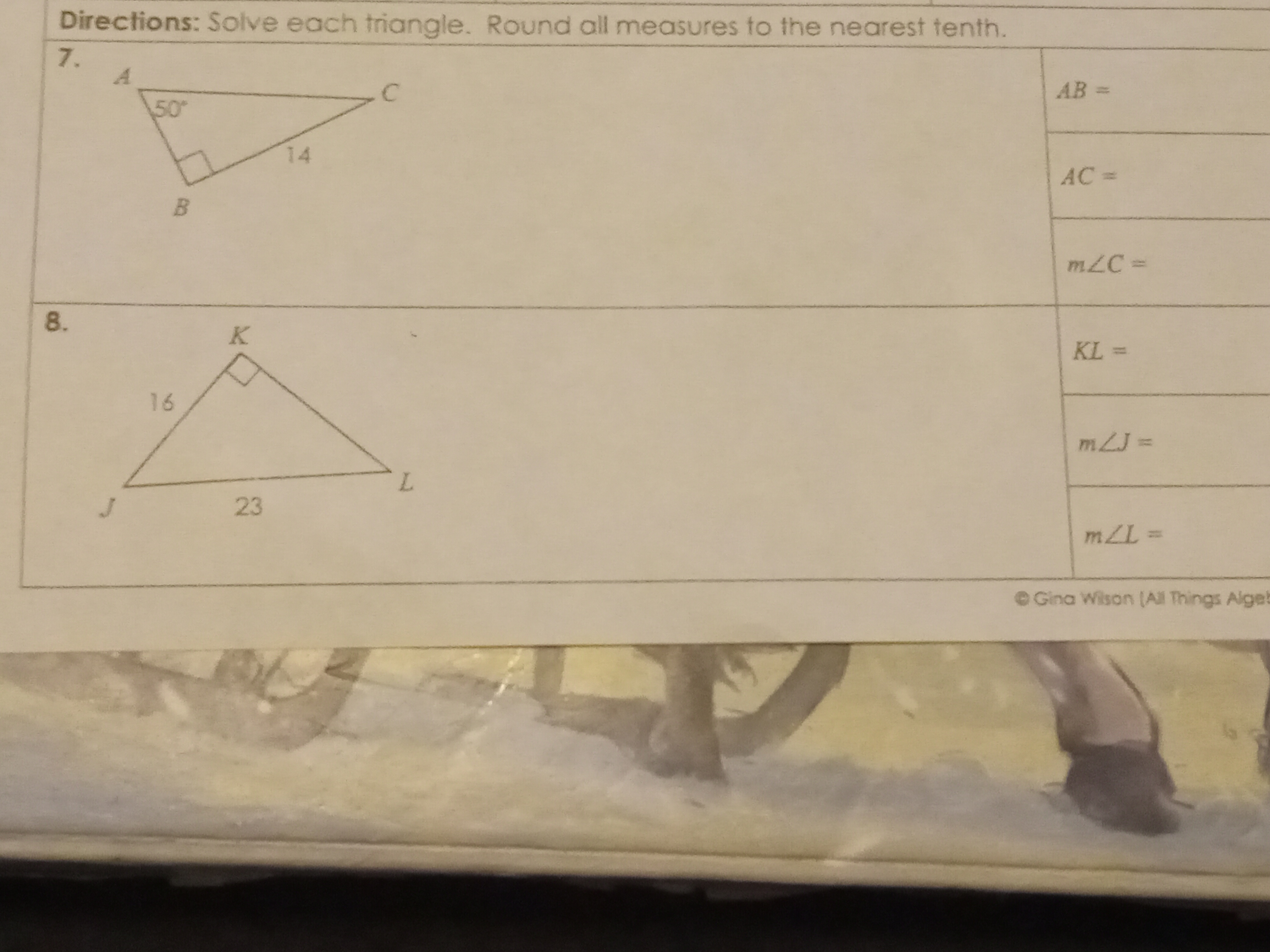 Solved Directions: Solve each triangle. Round all measures | Chegg.com Solved Directions: Solve each triangle. Round all measures | Chegg.com