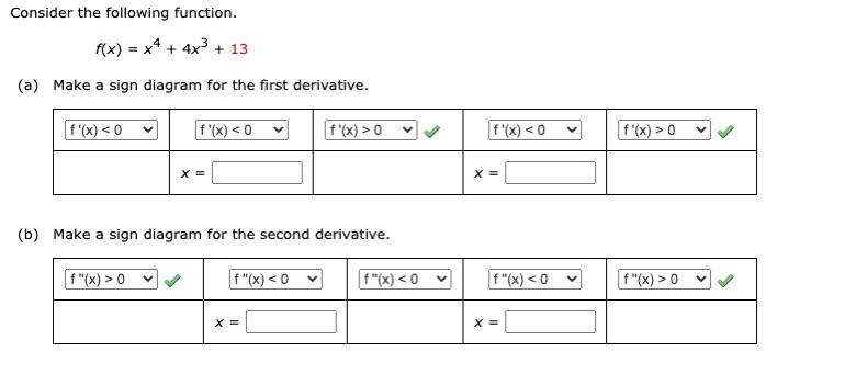 Solved Consider the following function. f(x) = x4 + 4x3 + 13 | Chegg.com
