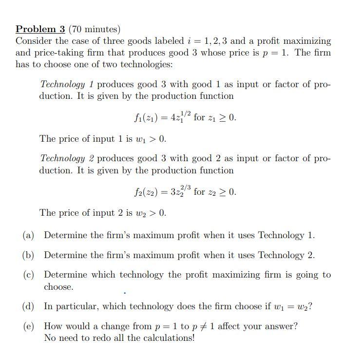 Solved Problem 3 (70 minutes) Consider the case of three | Chegg.com