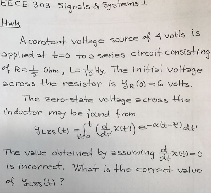 Solved EECE 303 signals & systems perp HWK A constant | Chegg.com