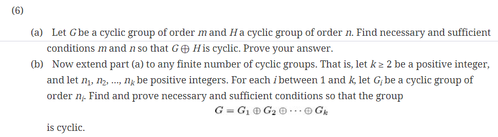 Solved Let Gbe a cyclic group of order m and Ha cyclic group | Chegg.com