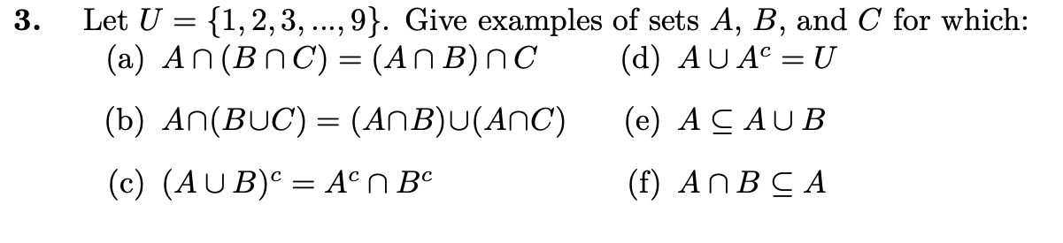 Solved Discrete Math HW: Let U = {1, 2, 3, ..., 9}. Give | Chegg.com Solved Discrete Math HW: Let U = {1, 2, 3, ..., 9}. Give | Chegg.com