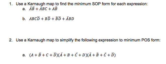 Solved 1. Use a Karnaugh map to find the minimum SOP form | Chegg.com