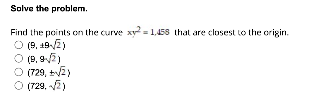 Solved Solve the problem. Find the points on the curve | Chegg.com