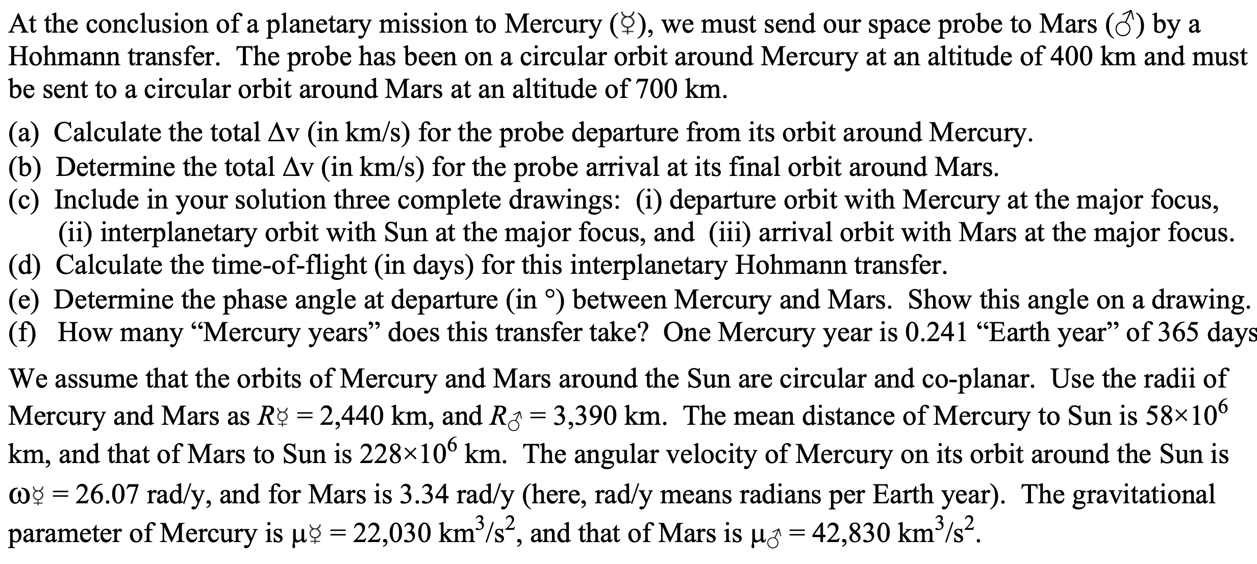 Solved At the conclusion of a planetary mission to Mercury | Chegg.com