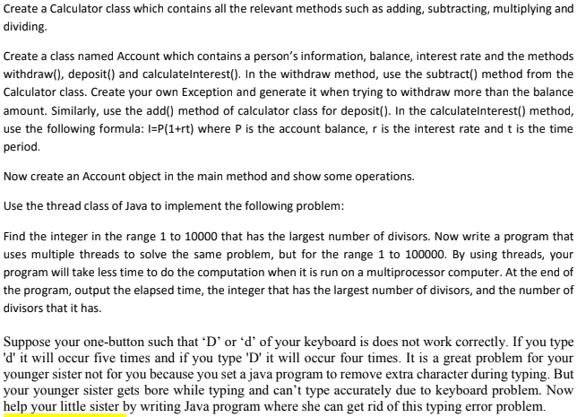 Solved Create a Calculator class which contains all the | Chegg.com