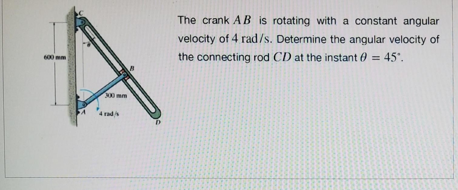 Solved The crank AB is rotating with a constant angular | Chegg.com