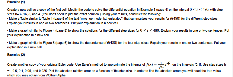Solved Exercise (1)Create a new cell as ﻿a copy of ﻿the | Chegg.com