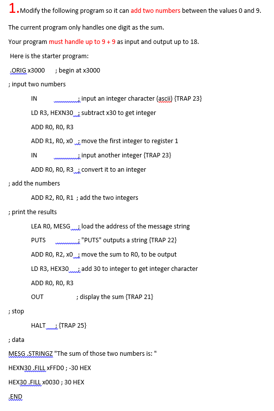 Solved .Modify the following program so it can add two | Chegg.com