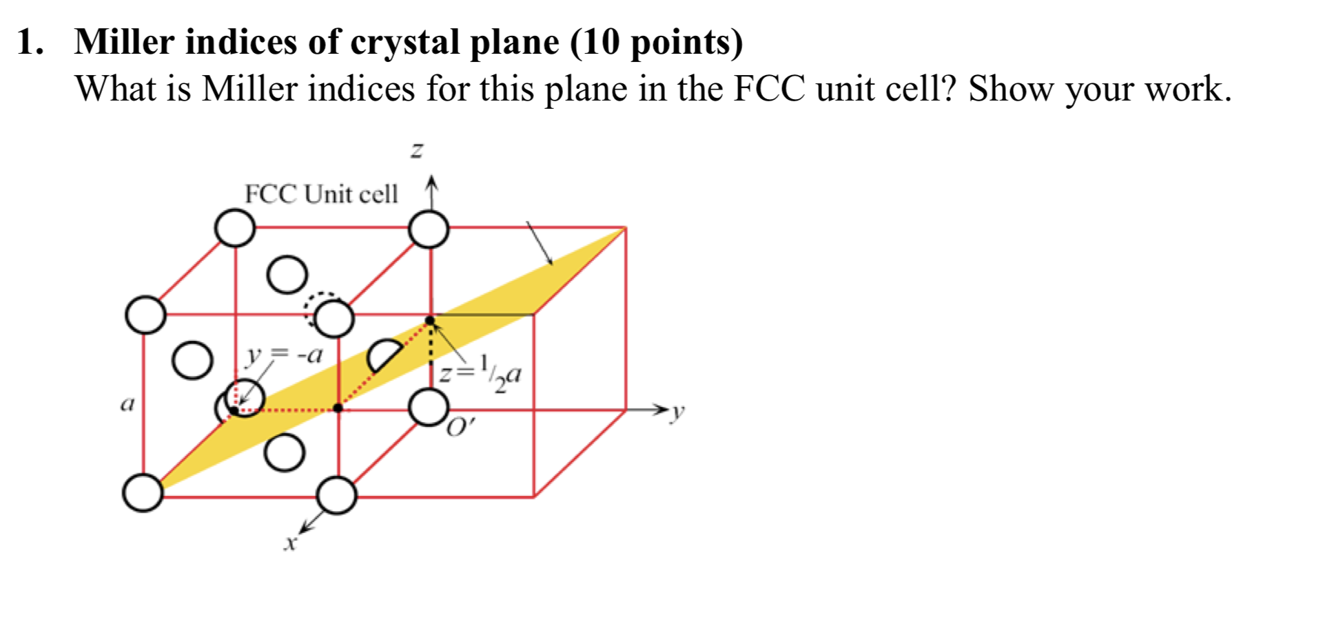 Solved 1. Miller indices of crystal plane (10 points) What | Chegg.com