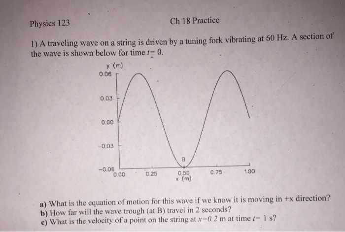Solved Physics 123 Ch 18 Practice 1) A traveling wave on a | Chegg.com