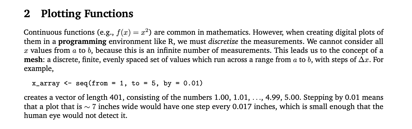 Solved 2 Plotting Functions = Continuous functions (e.g., | Chegg.com